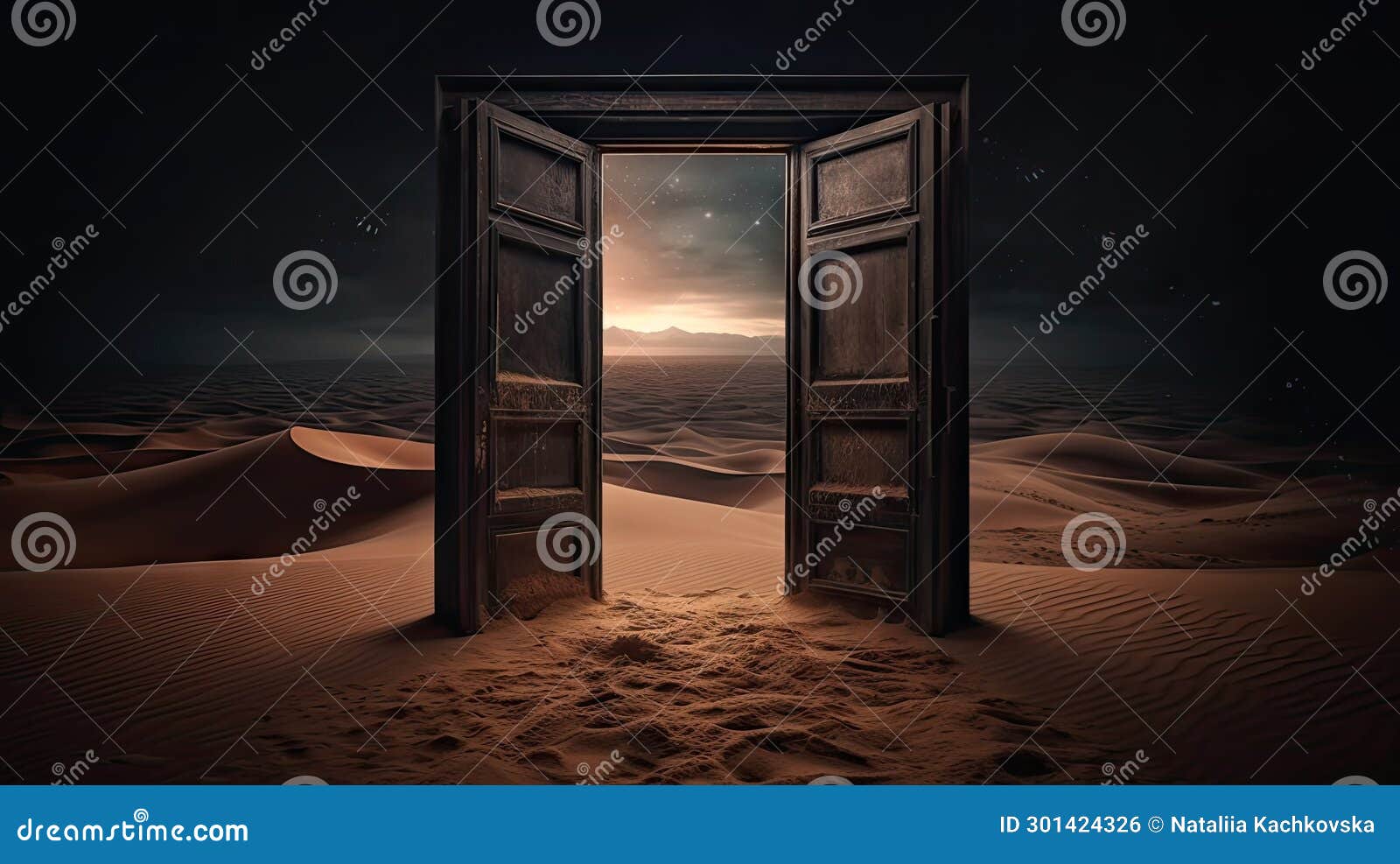 Open Fantasy Door in the Desert Stock Illustration - Illustration of ...