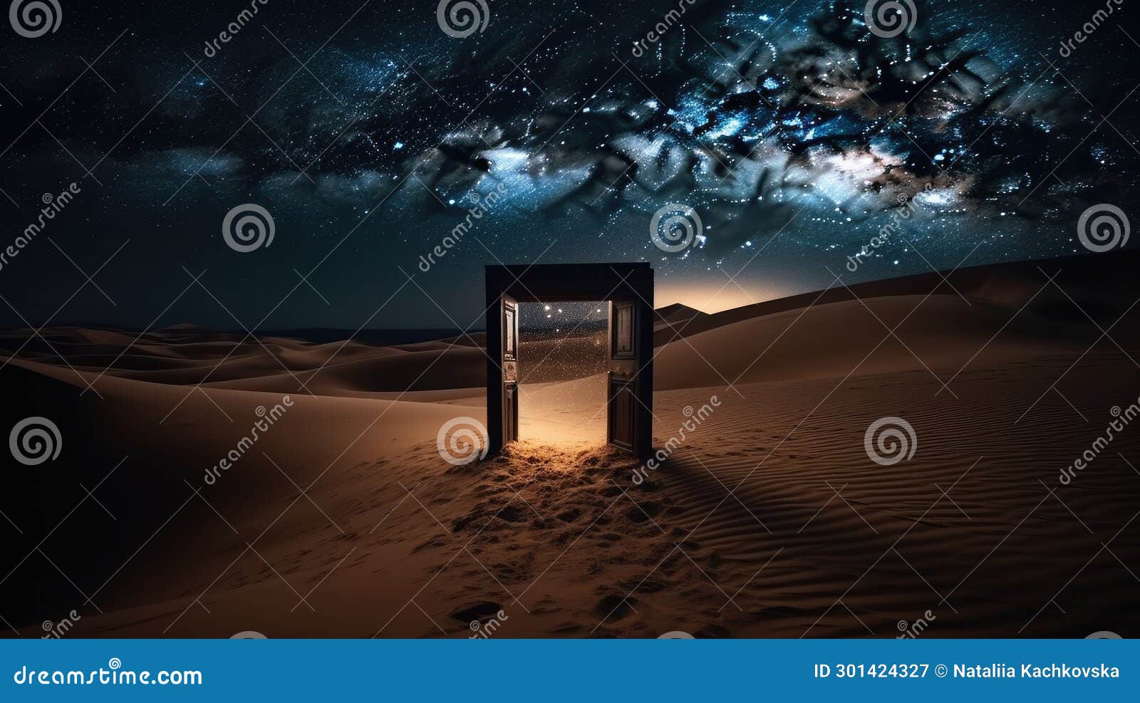 Open Fantasy Door in the Desert Stock Illustration - Illustration of ...