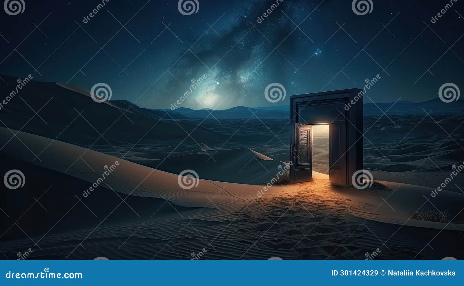 Open Fantasy Door in the Desert Stock Illustration - Illustration of ...