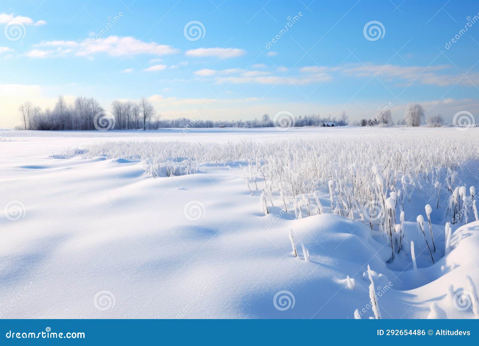 An Open Field Blanketed by Fresh Snow Stock Illustration - Illustration ...