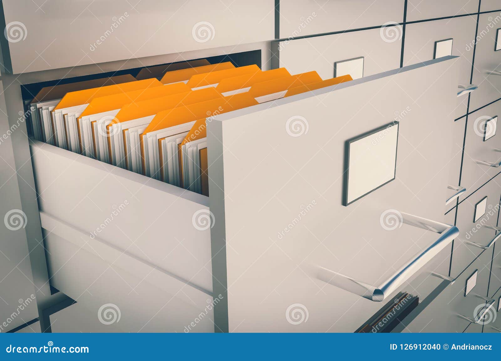 Open Filing Cabinet Drawer with Documents Inside Stock Illustration ...