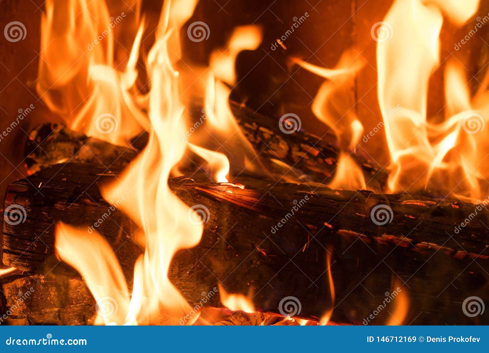 Open Fire with Flaming Wood. Background Texture Stock Image - Image of ...