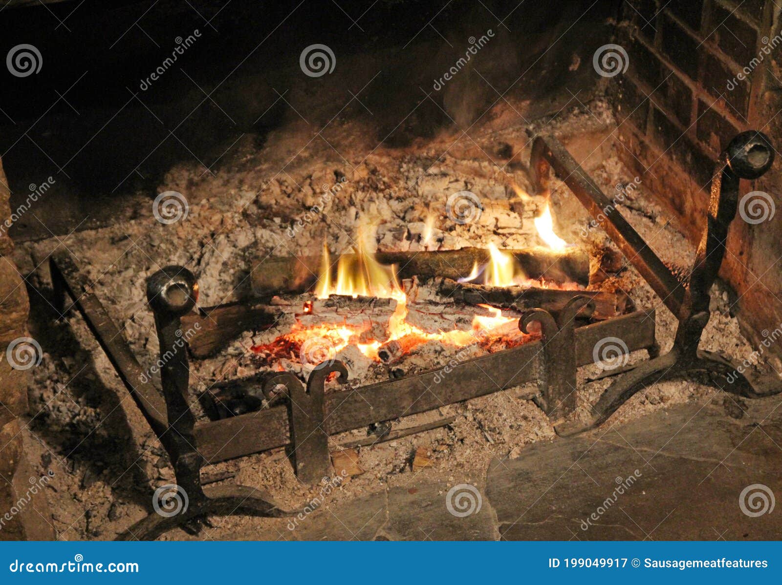 Open Fire in a Pub with Embers Stock Image - Image of house, coal ...