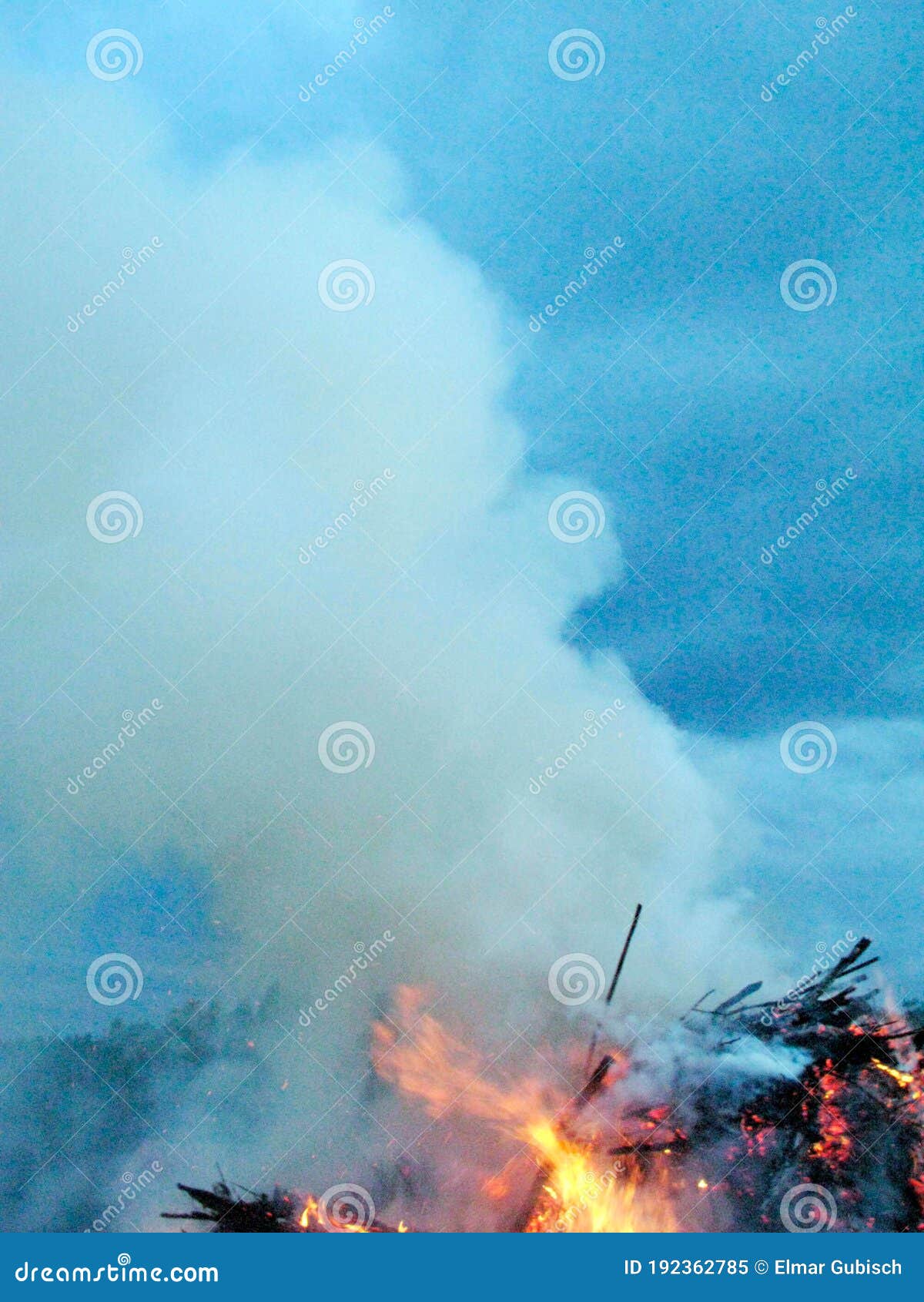 Open Fire and Smoke in the Air Stock Image - Image of matter, open ...