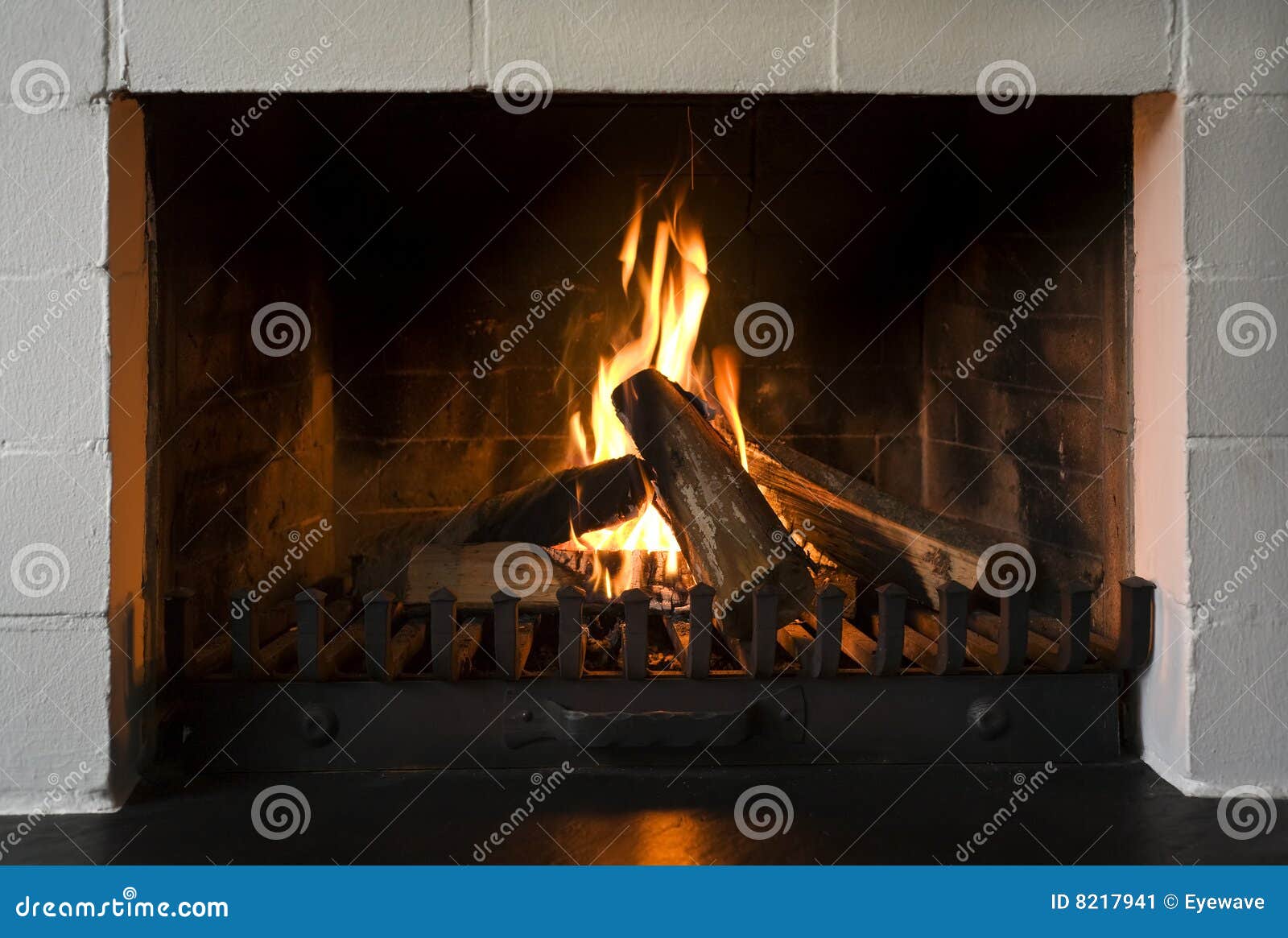 Open fireplace stock image. Image of home, burning, wood - 8217941