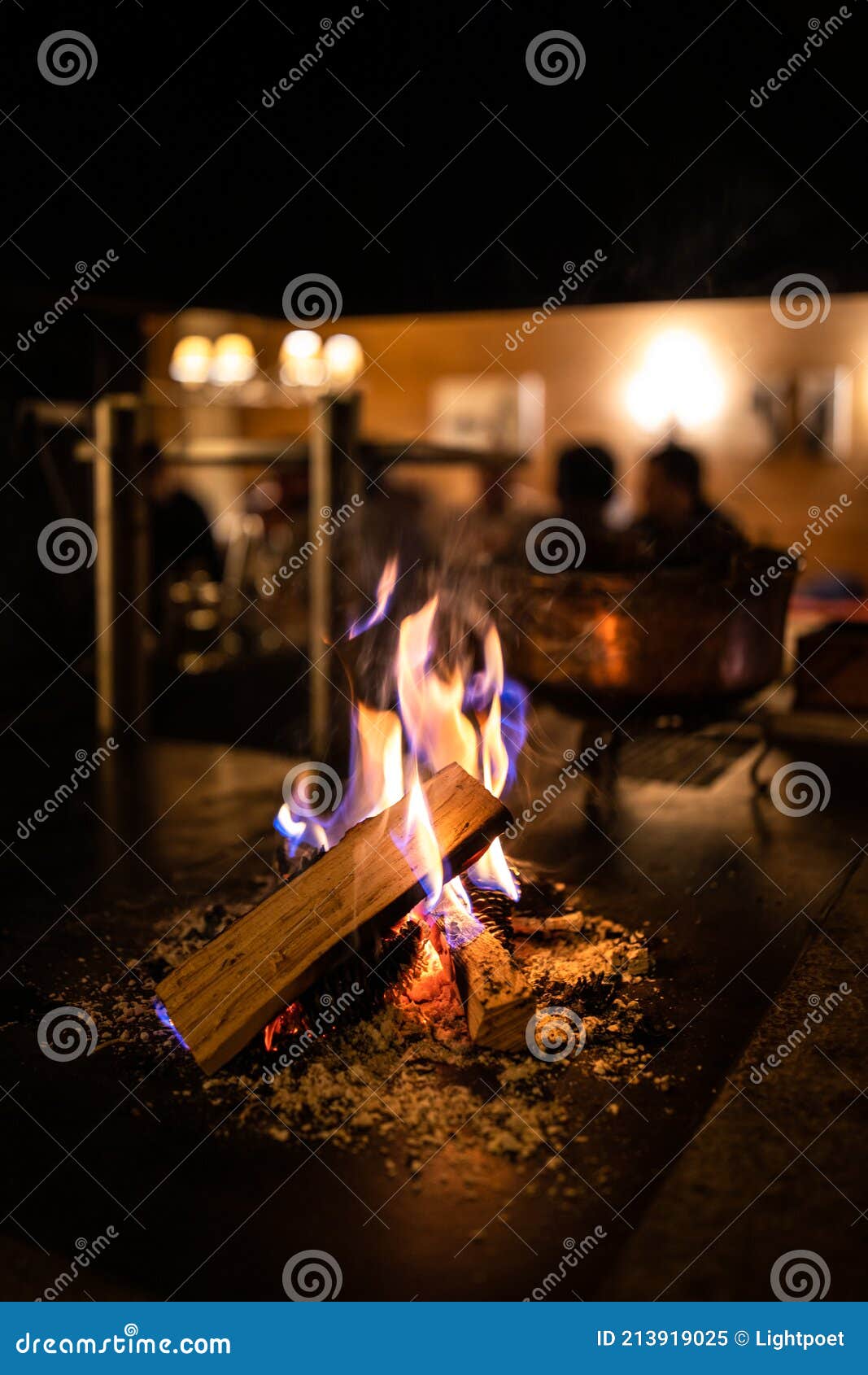 Open Fireplace in a Restaurant Stock Image - Image of food, nature ...