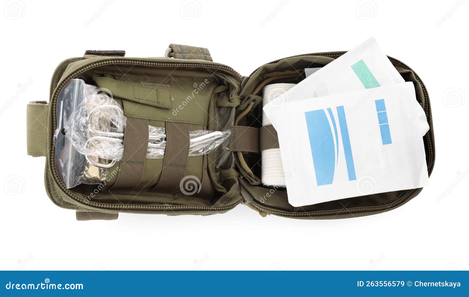 Open First Aid Kit Isolated on White, Top View Stock Image - Image of ...