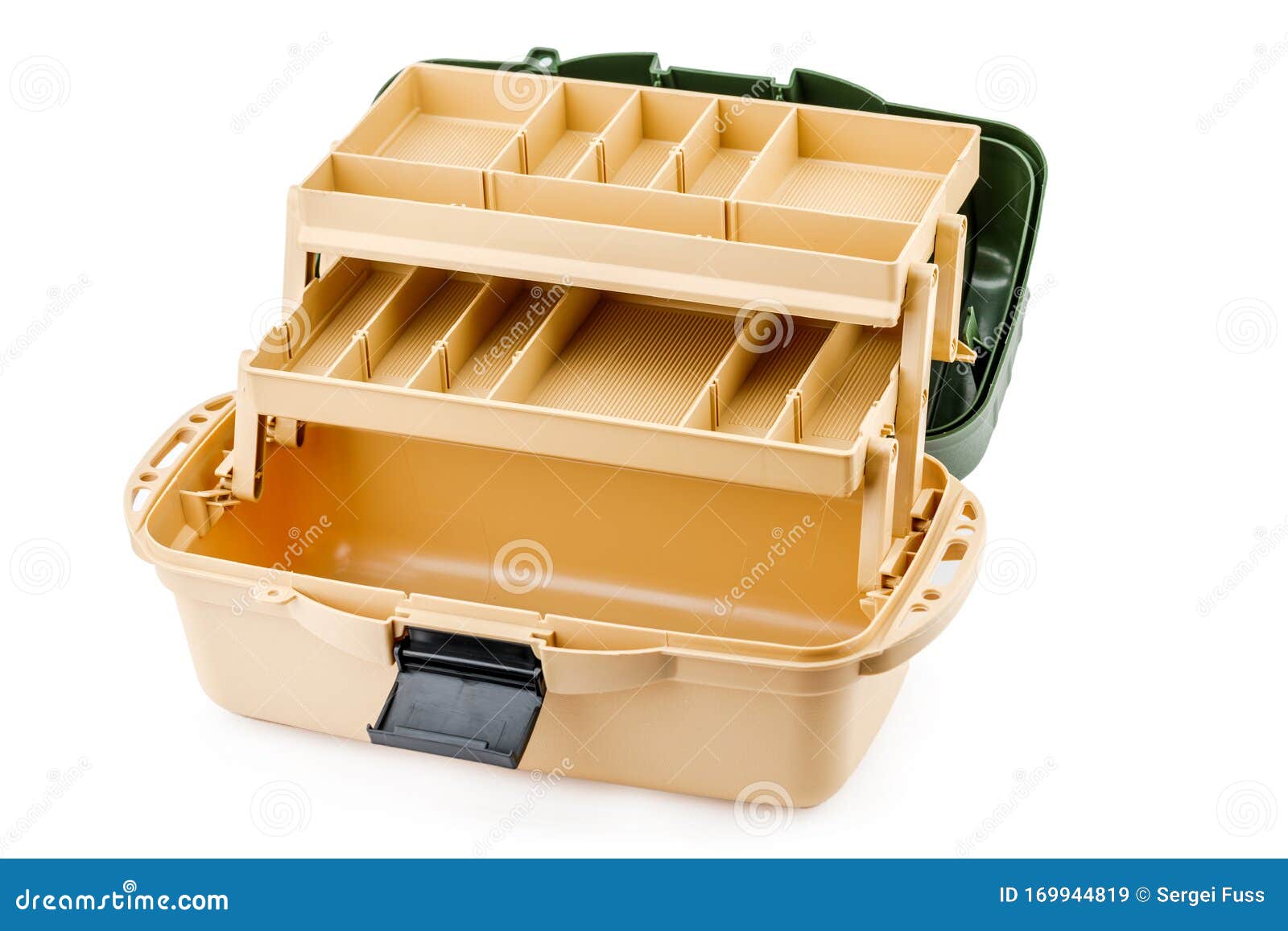 Open Fishing Tackle Box on White Background. Stock Image - Image of ...