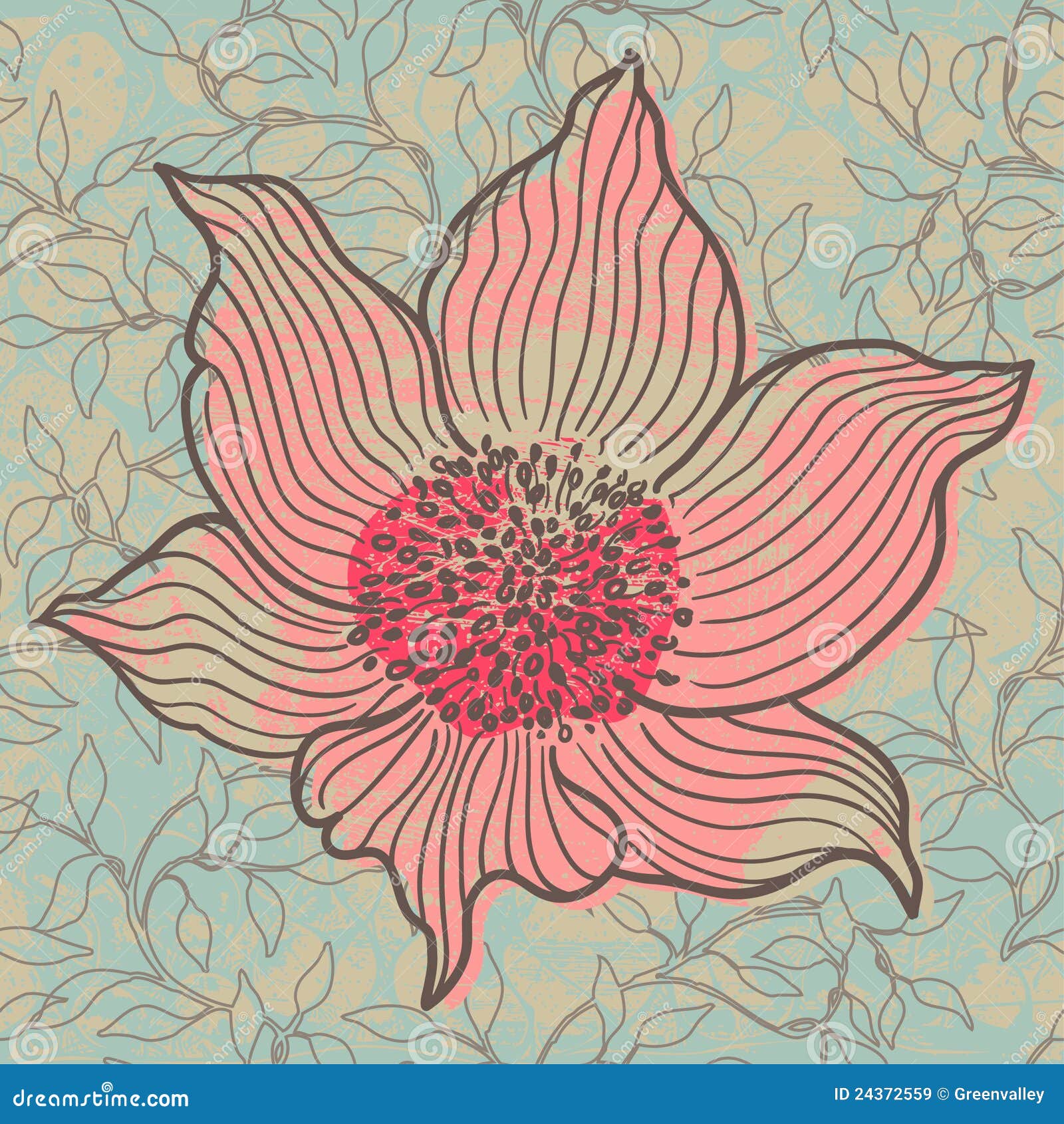 Open flower stock vector. Illustration of grungy, decoration - 24372559