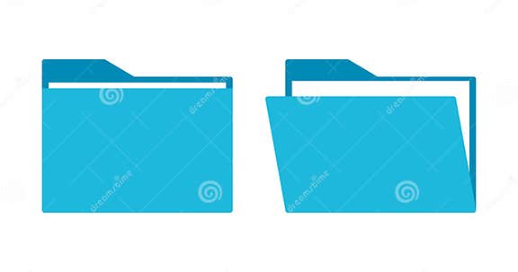 Open Folder and Close Folder. Folders with Documents. Blue Folder Icons ...
