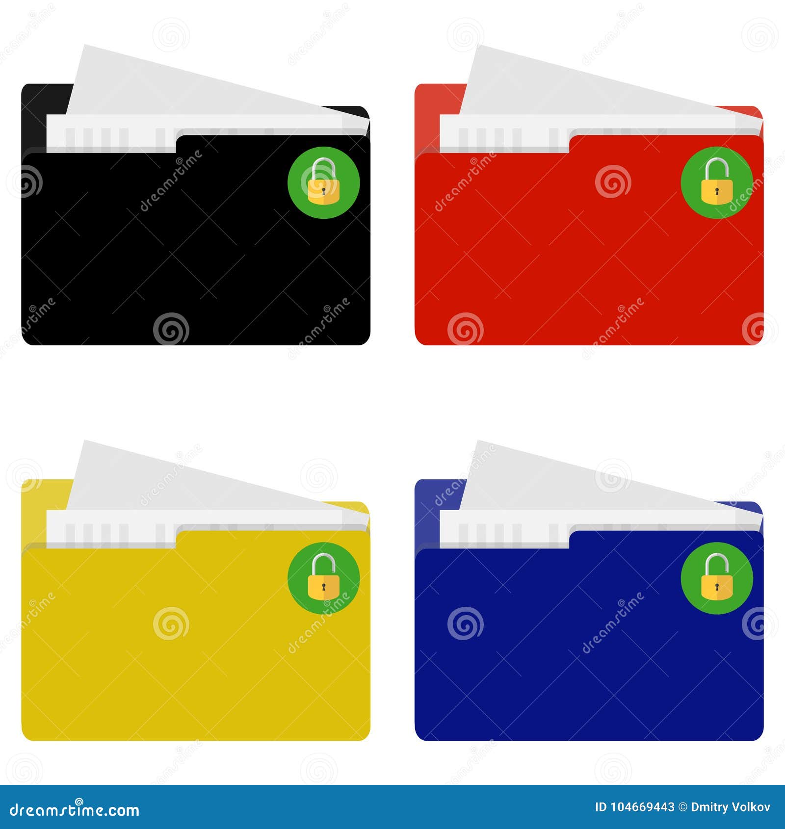 Open Folder with Documents. Set of Open Folders with Papers Stock ...