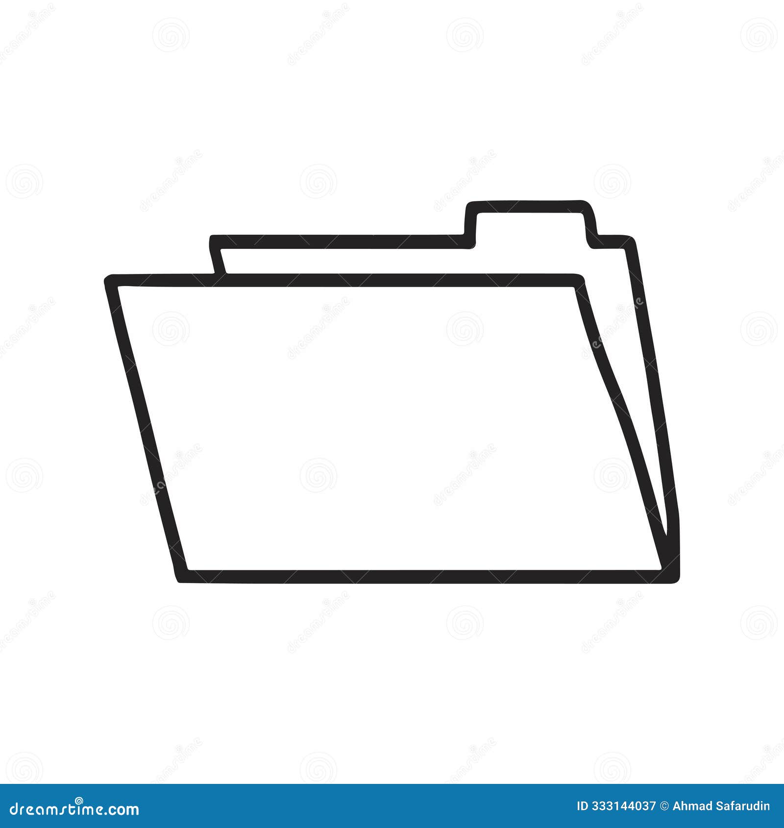 Open Folder Icon. Black Line In White Background. Hand-Drawn Doodle ...