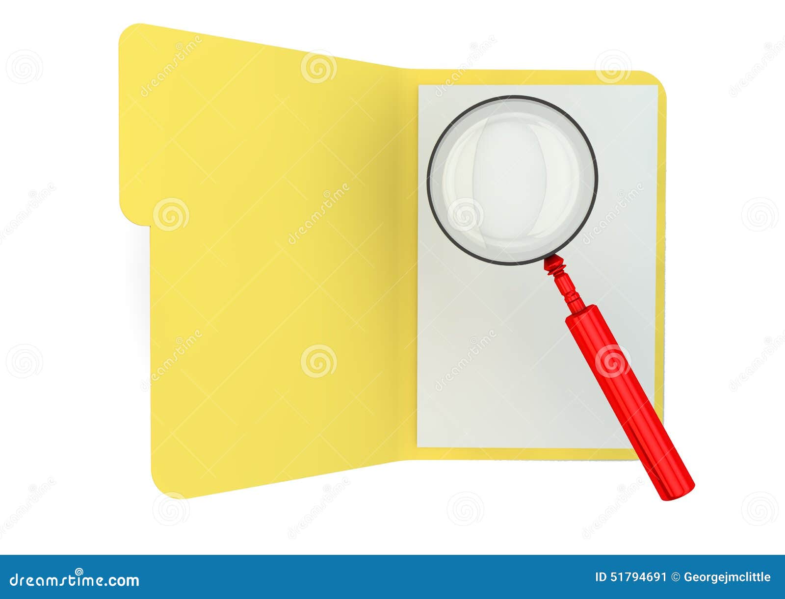 Open Folder with Magnifying Glass Stock Illustration - Illustration of ...