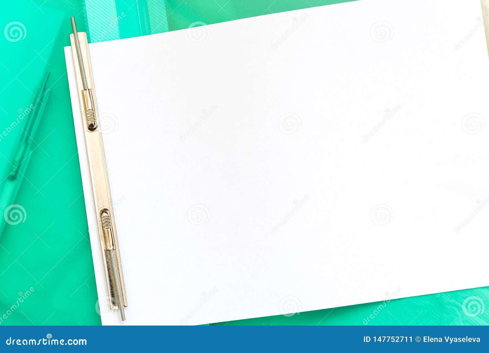 Open Folder with Metal Clip for Papers. Office Tools. Copy Space Stock ...