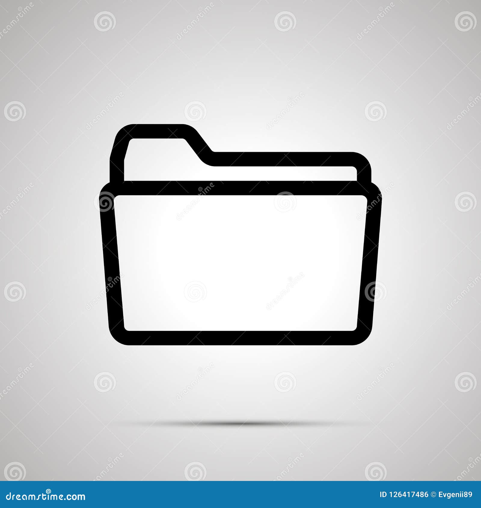 Open Folder Symbol, Simple Black Icon with Shadow on Gray Stock Vector ...