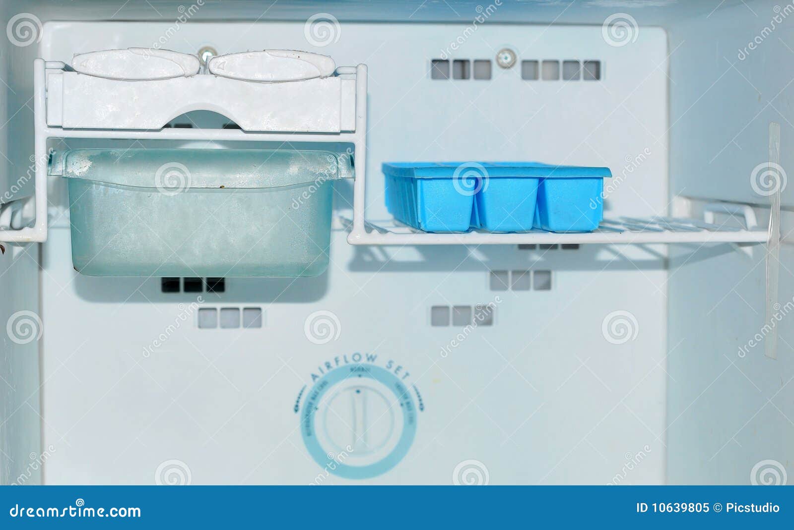 Open freezer compartment stock image. Image of tray, metal - 10639805
