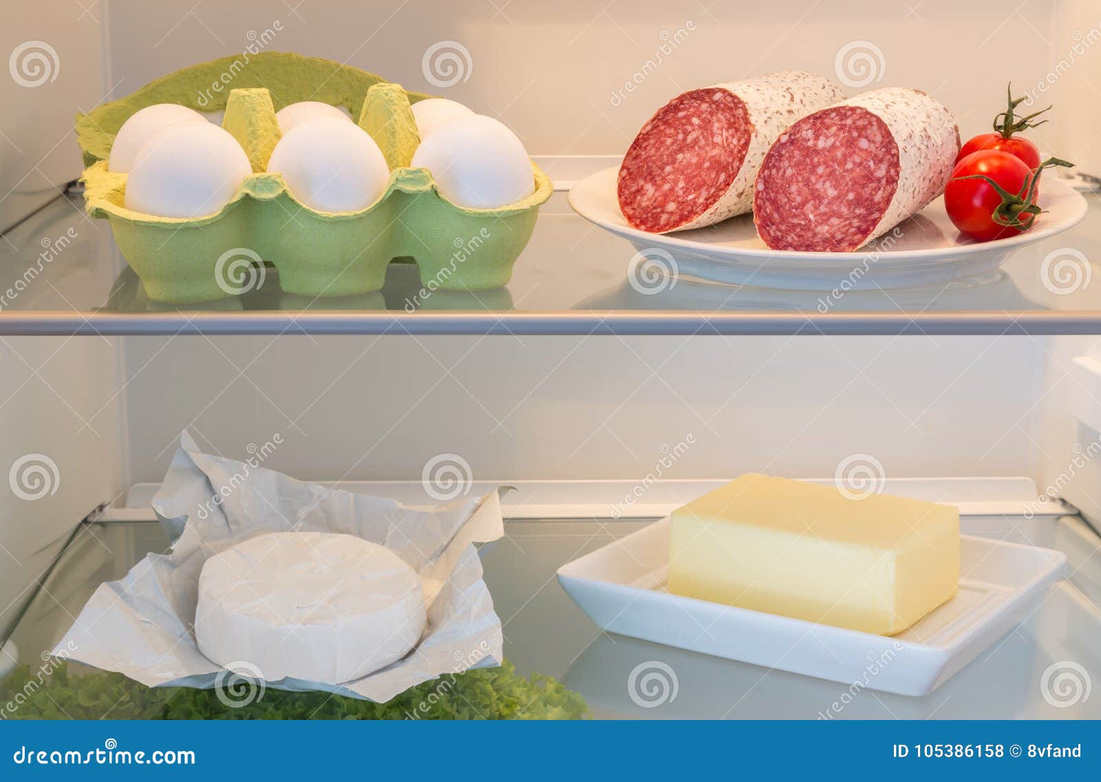 Open Fridge Filled with Food Stock Photo - Image of inside, packaging ...