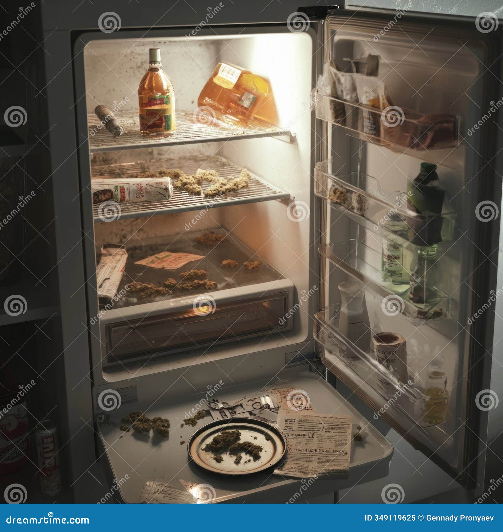 Open Fridge with Food Items and Beverages Inside Stock Image - Image of ...