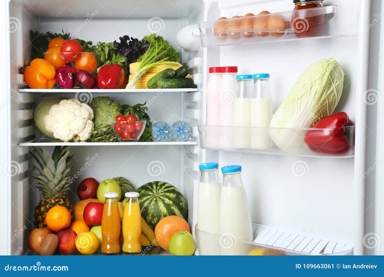 Open fridge stock image. Image of full, drink, frozen - 109663061