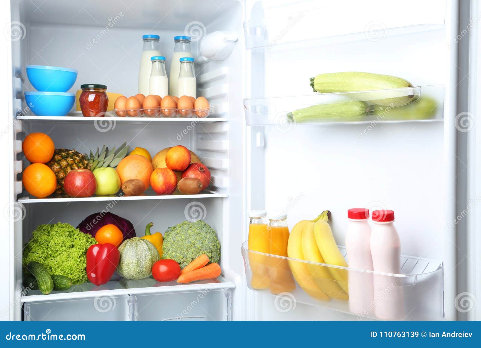 Open fridge stock image. Image of dairy, kitchen, drink - 110763139