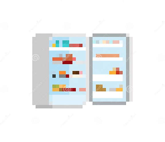 Open Fridge Pixel Art. Refrigerator Pixelated Stock Vector ...