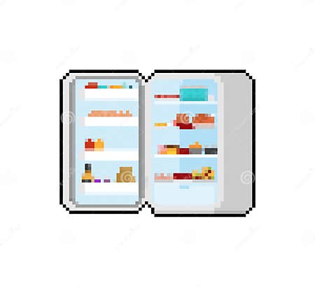 Open Fridge Pixel Art. Refrigerator Pixelated Stock Vector - Illustration of retro, kitchen ...
