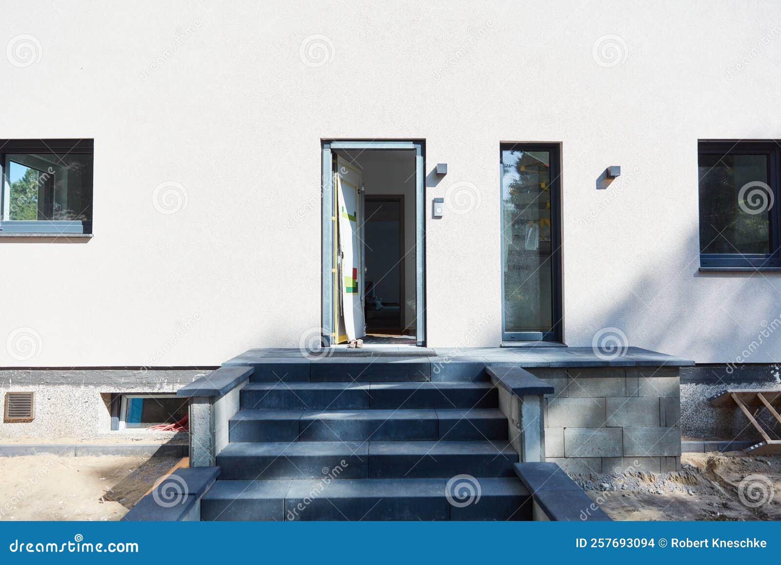 Open Front Door at House in New Building Stock Photo - Image of house ...