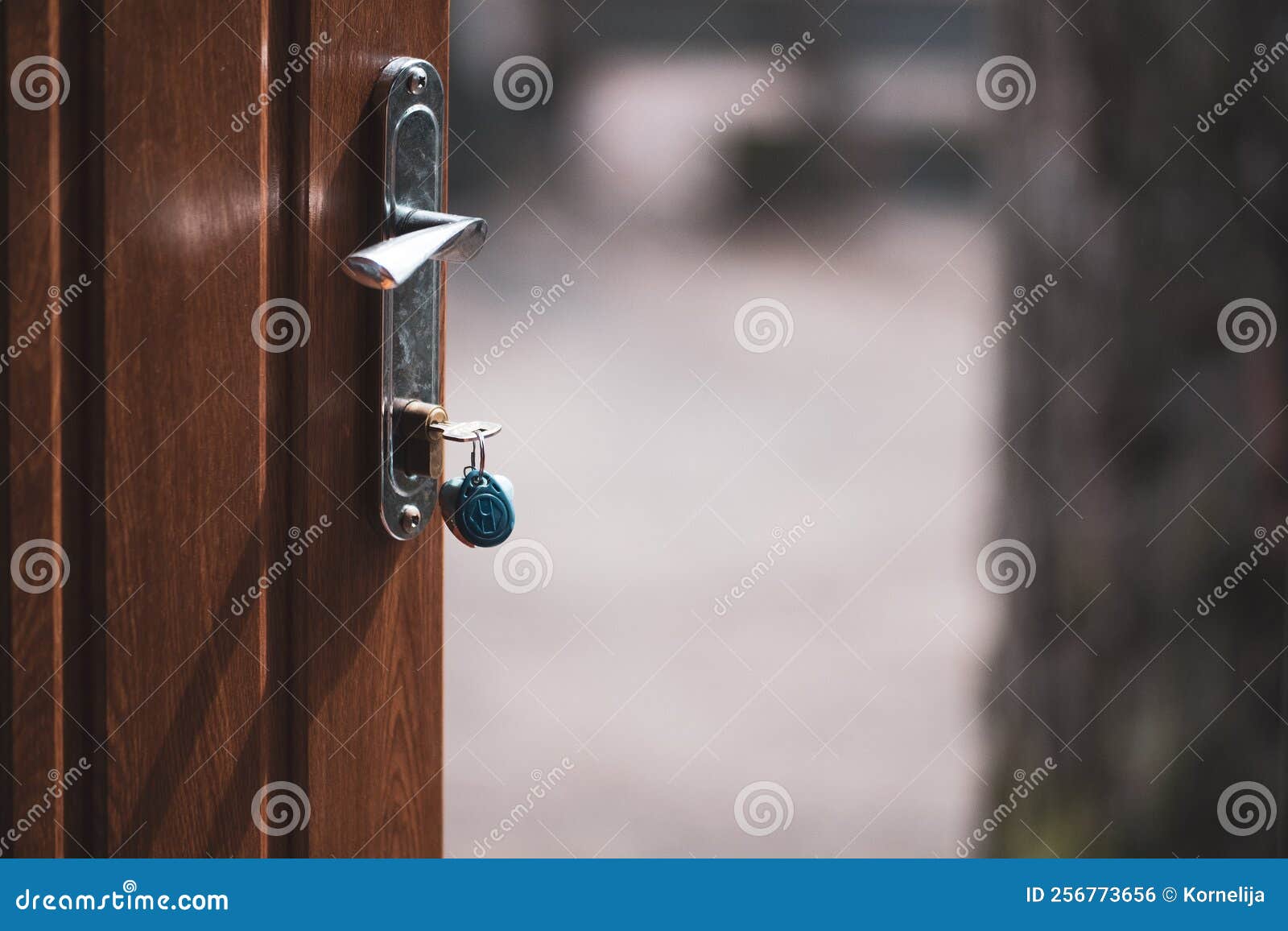 Open Front Door with Keys in the Lock Stock Photo - Image of steel ...