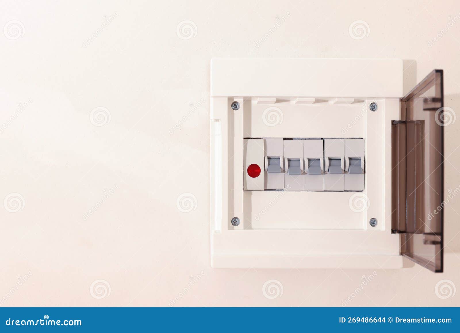 Open Fuse Box on Beige Wall. Space for Text Stock Photo - Image of ...