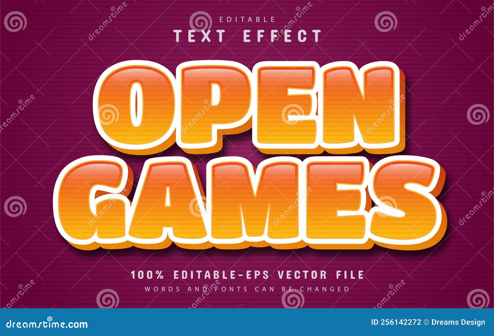 Open Games 3d Text Effect Editable Stock Vector - Illustration of ...