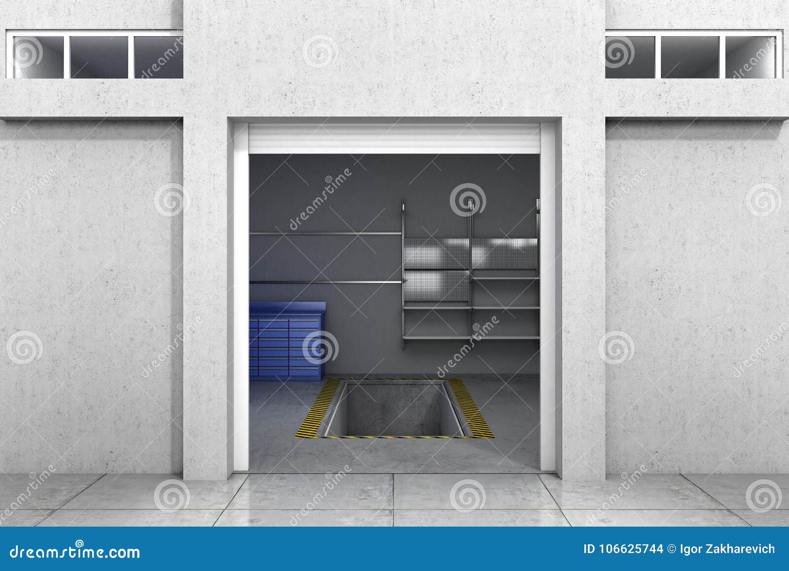 Open Garage. 3d Illustration Stock Illustration - Illustration of empty ...