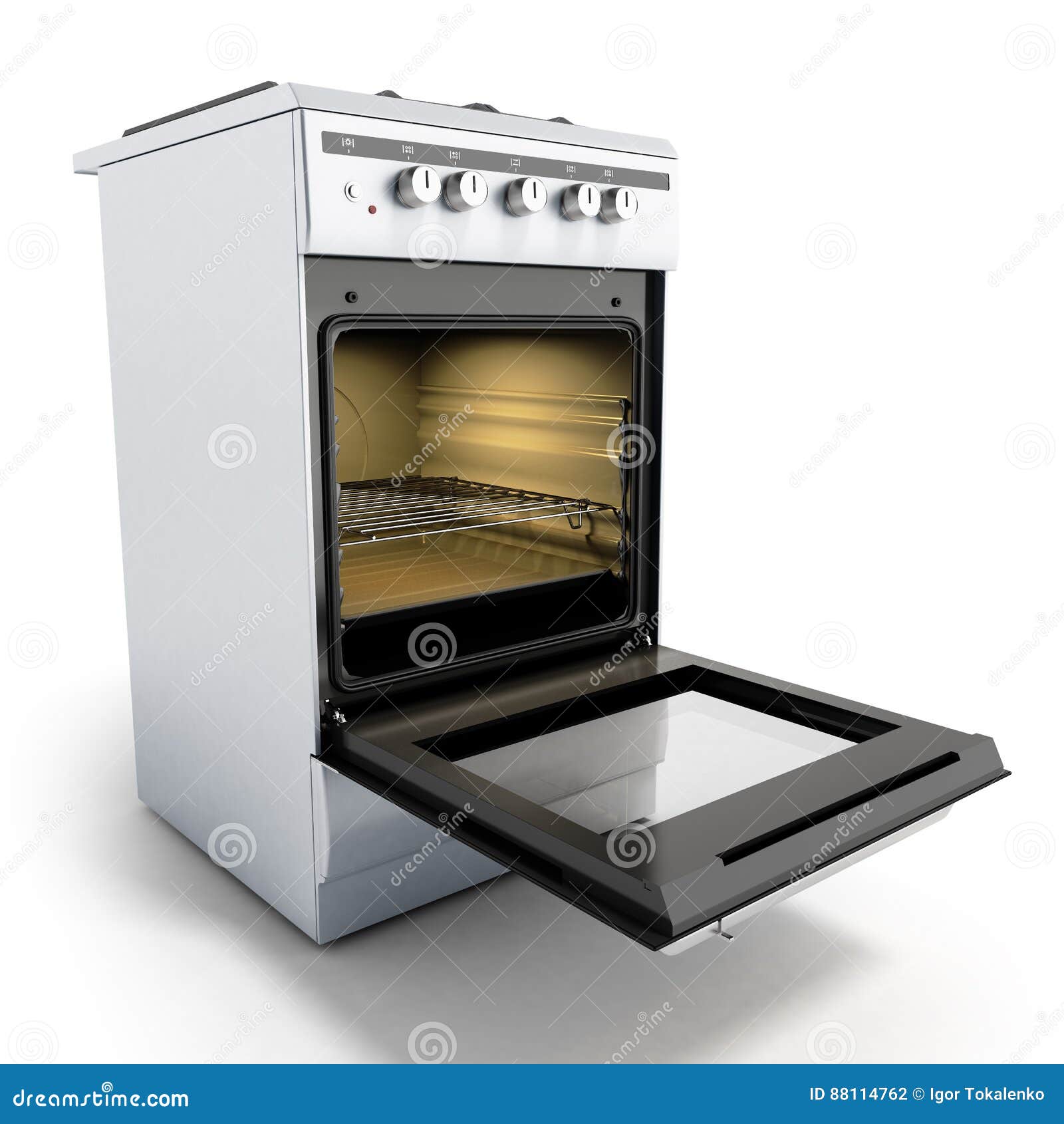 Open Gas Stove 3d Render Isolated on a White Background Stock ...