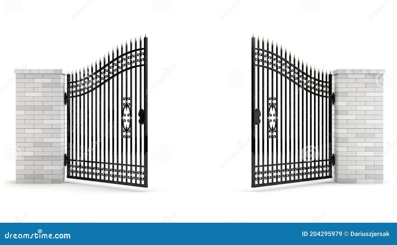 Open gate, 3D illustration stock illustration. Illustration of pillar ...
