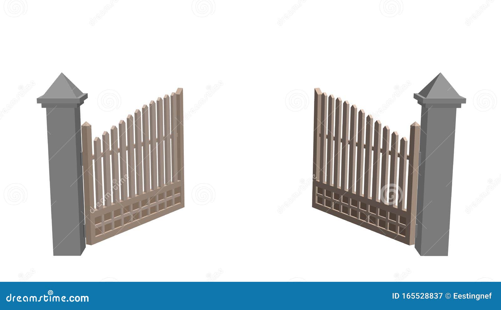 Open Gate. Isolated on White Background Stock Vector - Illustration of ...