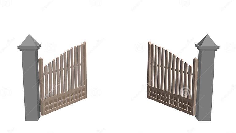 Open Gate. Isolated on White Background Stock Vector - Illustration of ...