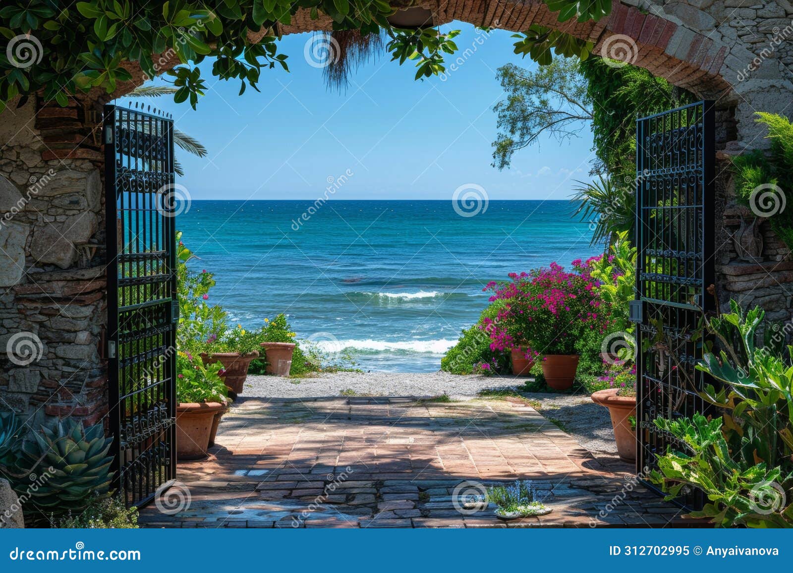 An Open Gate Leading To a Beach and Ocean Stock Image - Image of travel ...