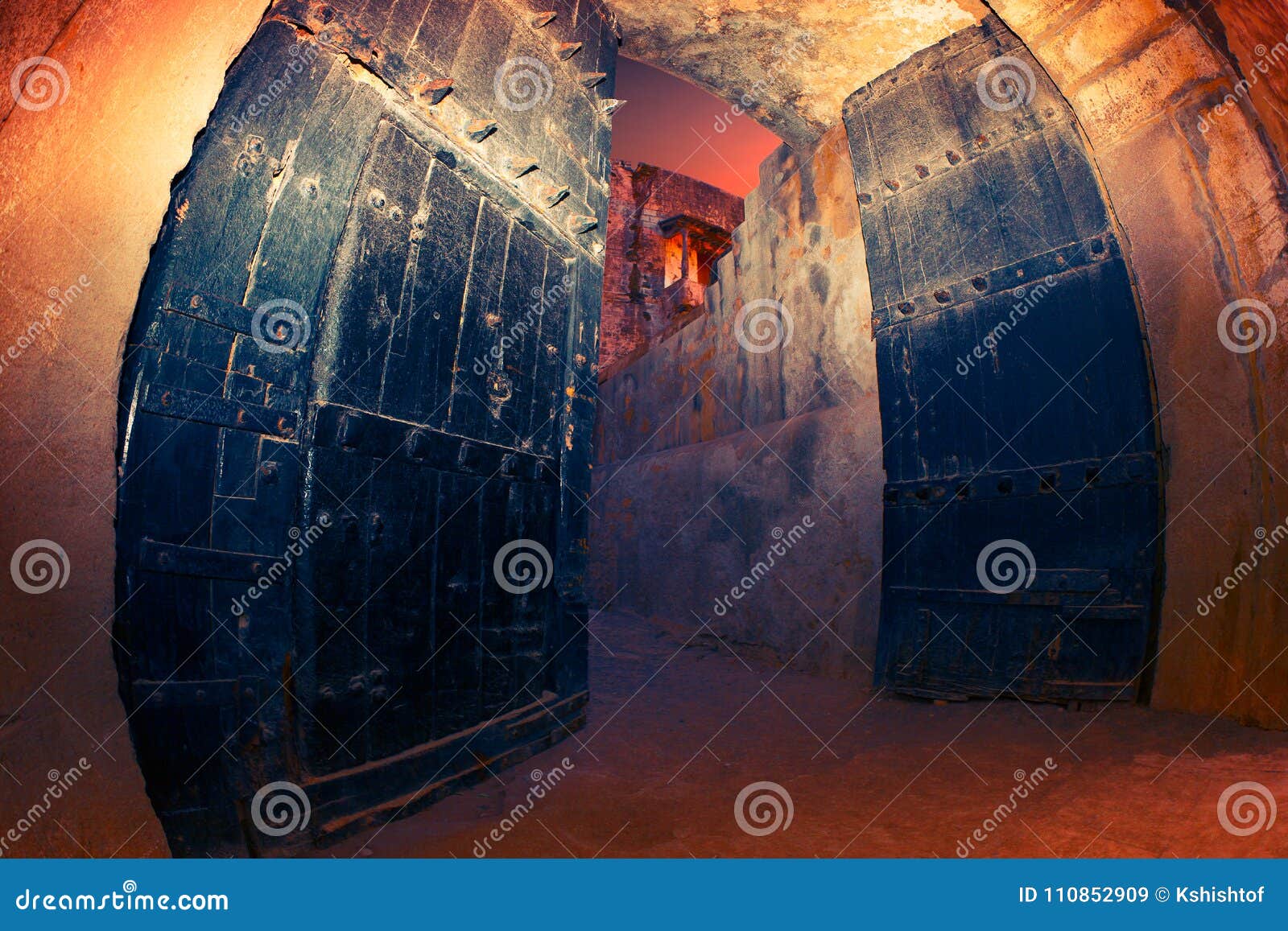 Open Gate of Medieval Castle Stock Image - Image of fisheye, mysterious ...
