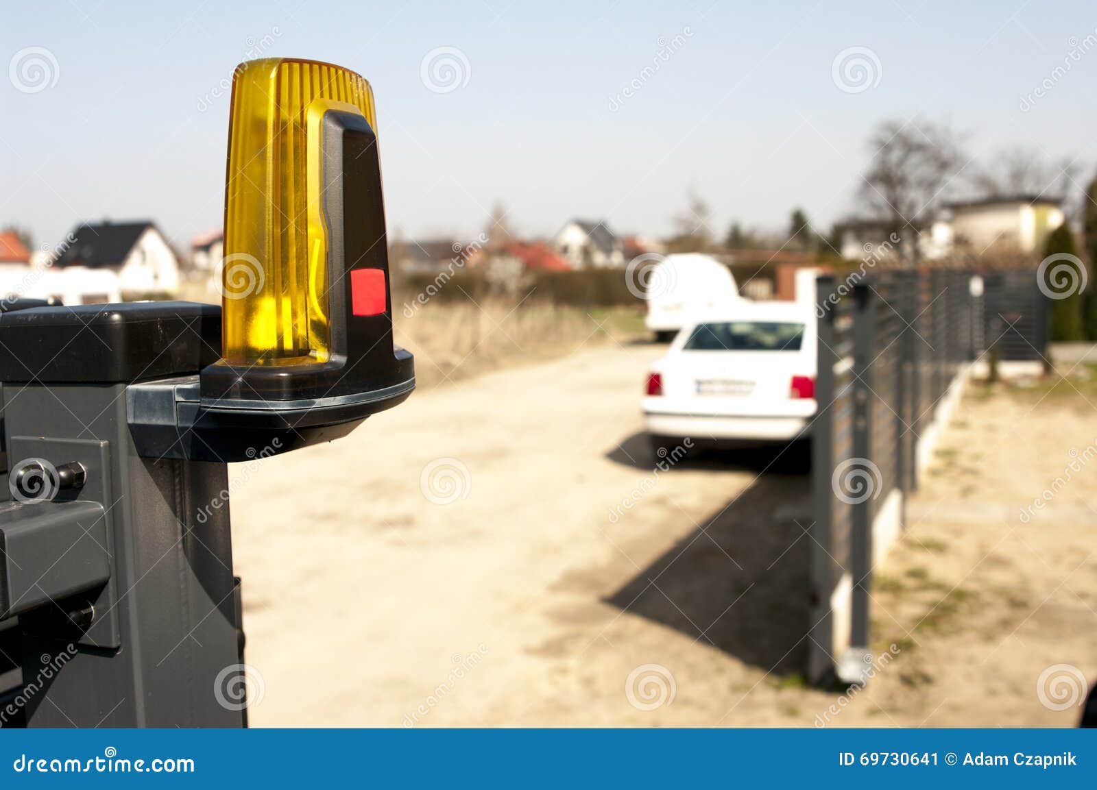 Open Gate with Opening Light and Antenna Stock Image - Image of ...