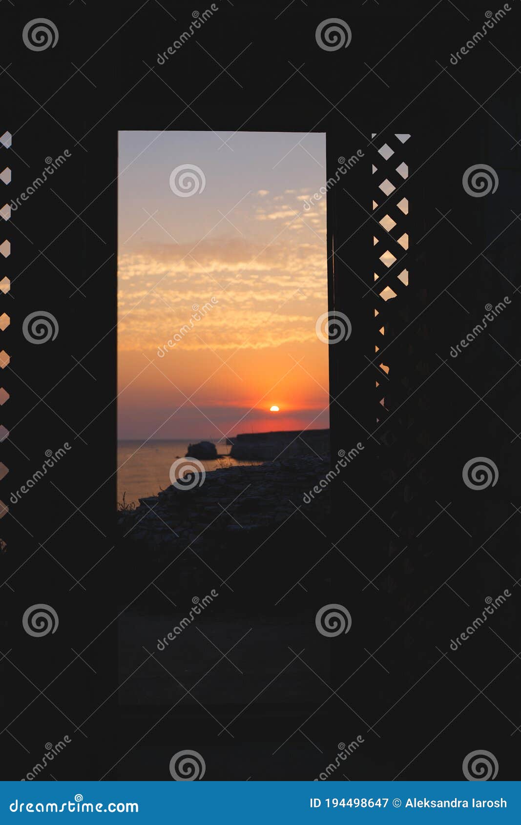 Open Gate with Sea and Sunset Views Stock Image - Image of pass ...