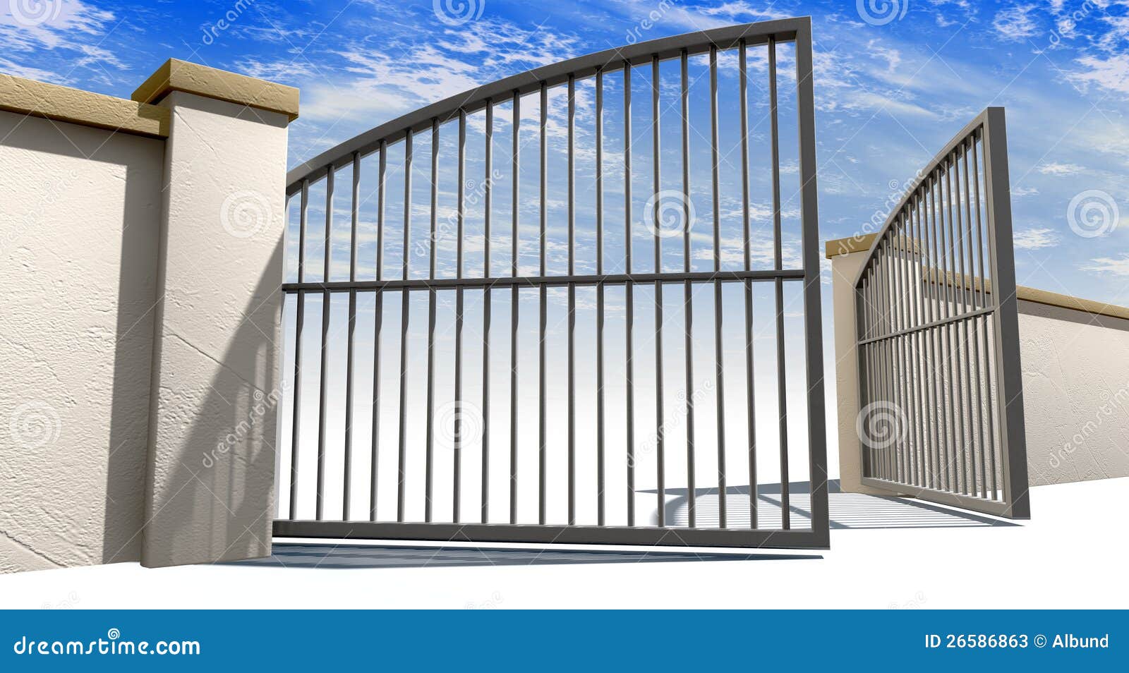 Open Gates and Wall stock illustration. Illustration of wall - 26586863