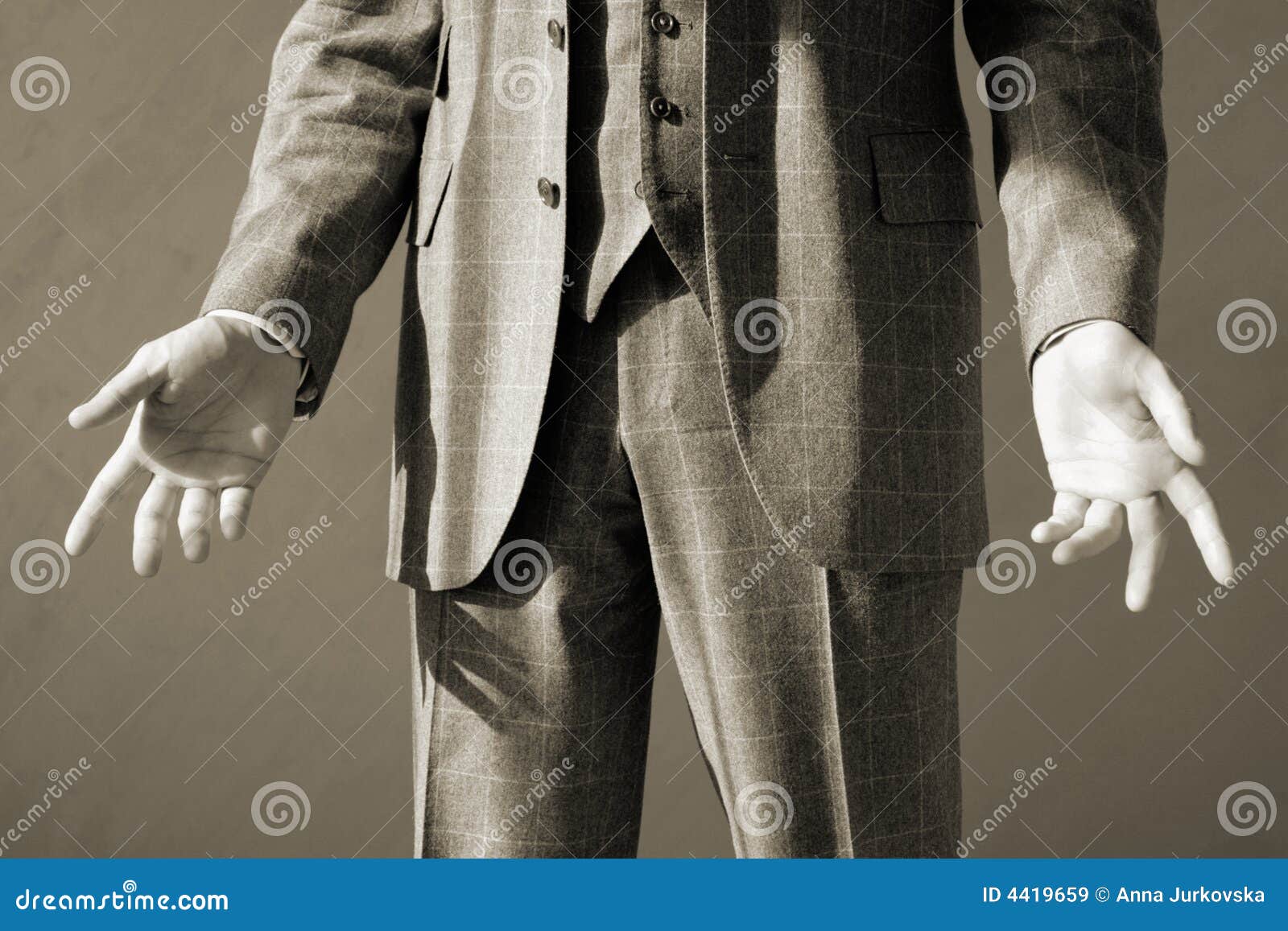 Open gesture, greyscale stock image. Image of person, actor - 4419659