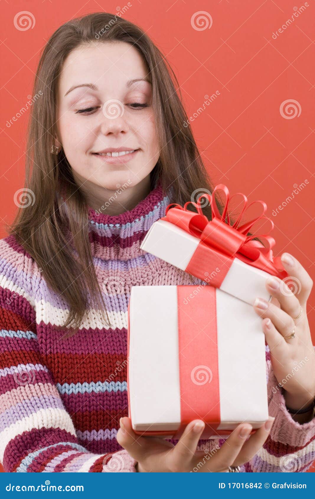 Open a gift stock photo. Image of female, events, attractive - 17016842