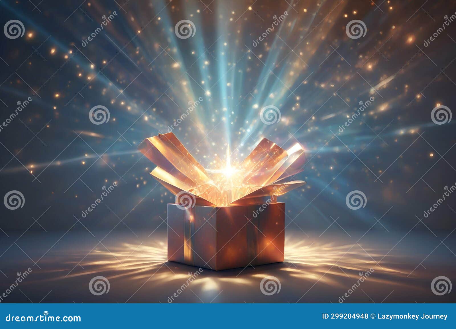 Open Gift Box with Bright Rays of Light Stock Illustration ...