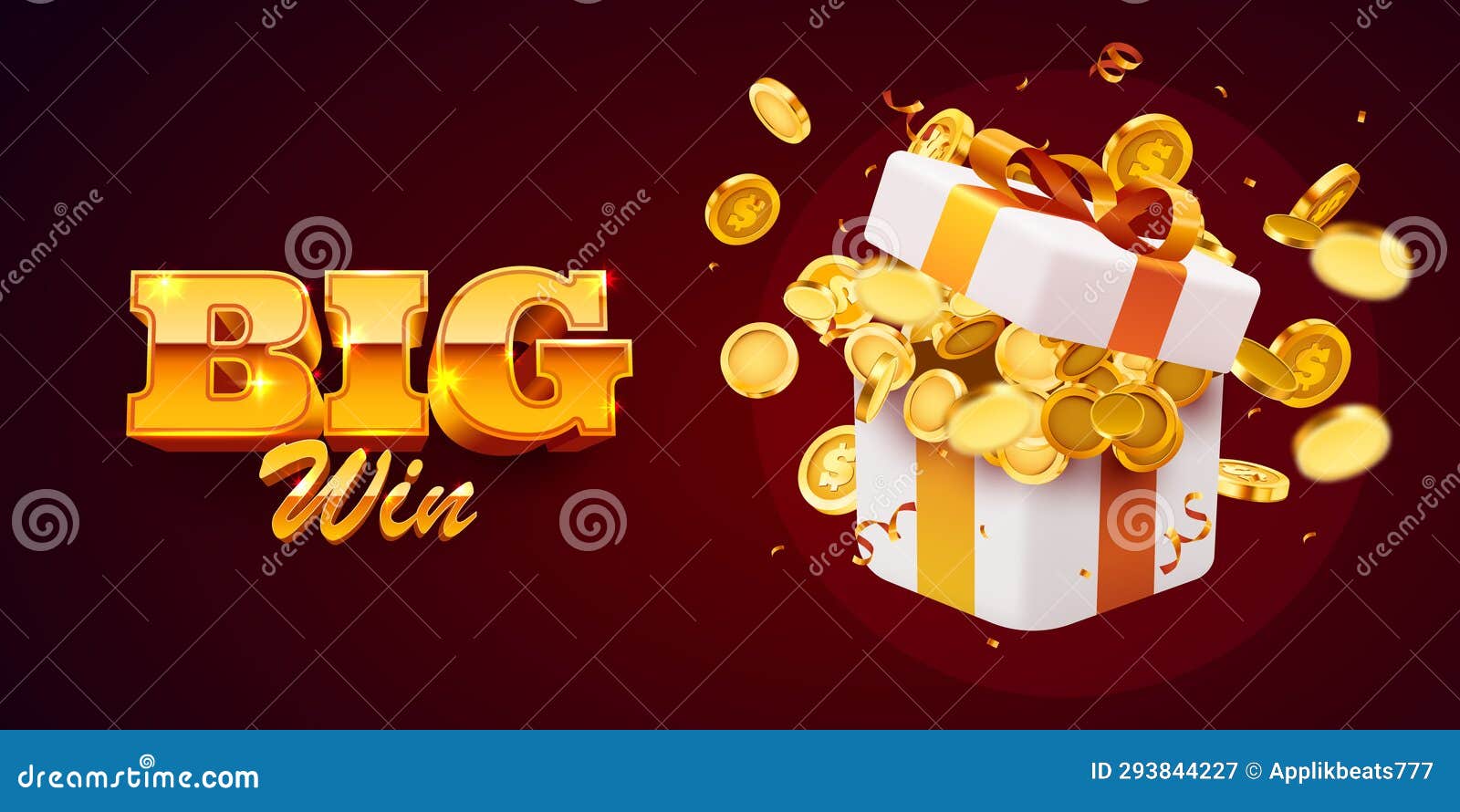Open Gift Box with Coin Explosion. Big Win Concept Stock Vector ...