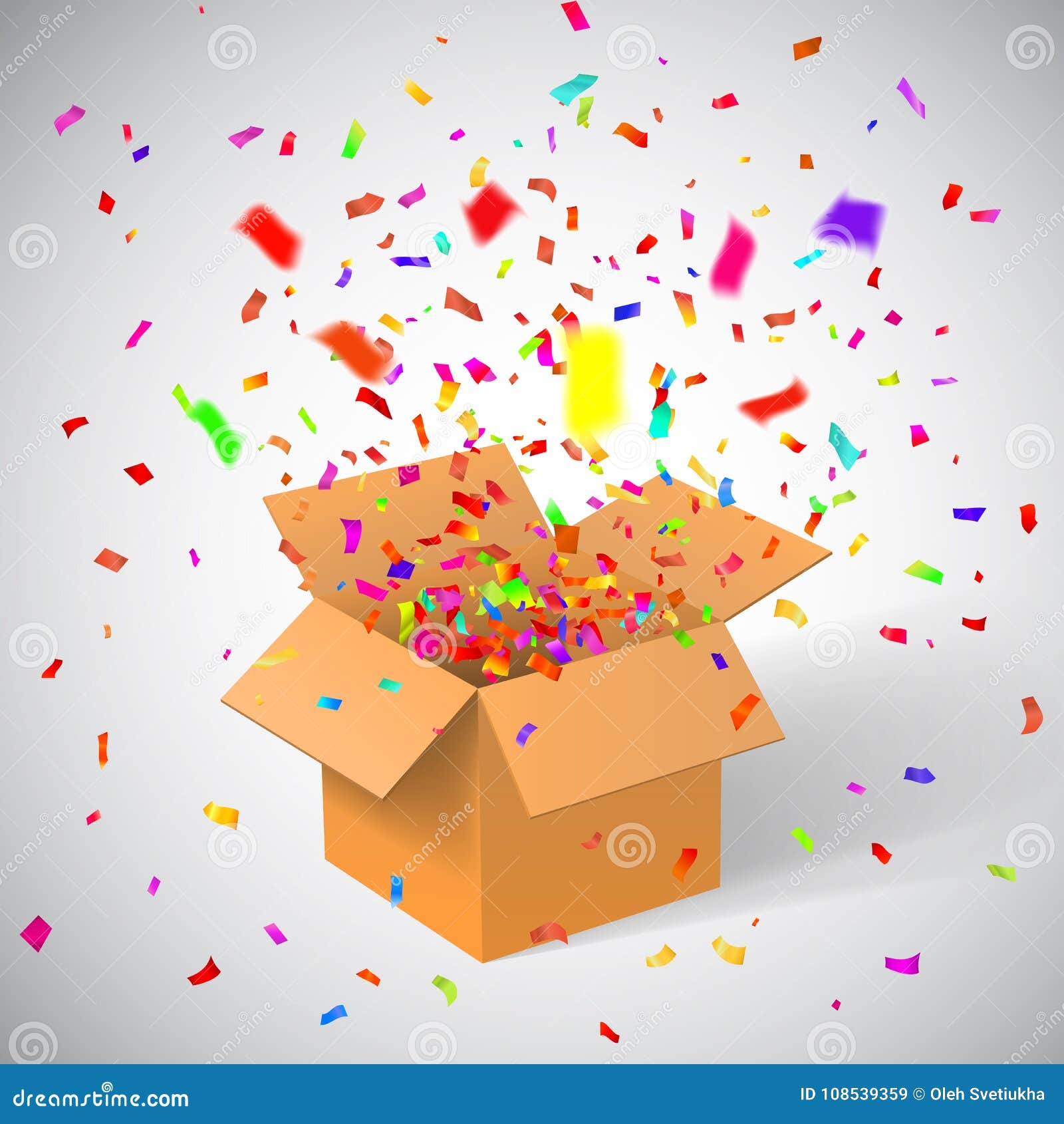 Open Gift Box and Confetti. Christmas Background Stock Vector ...