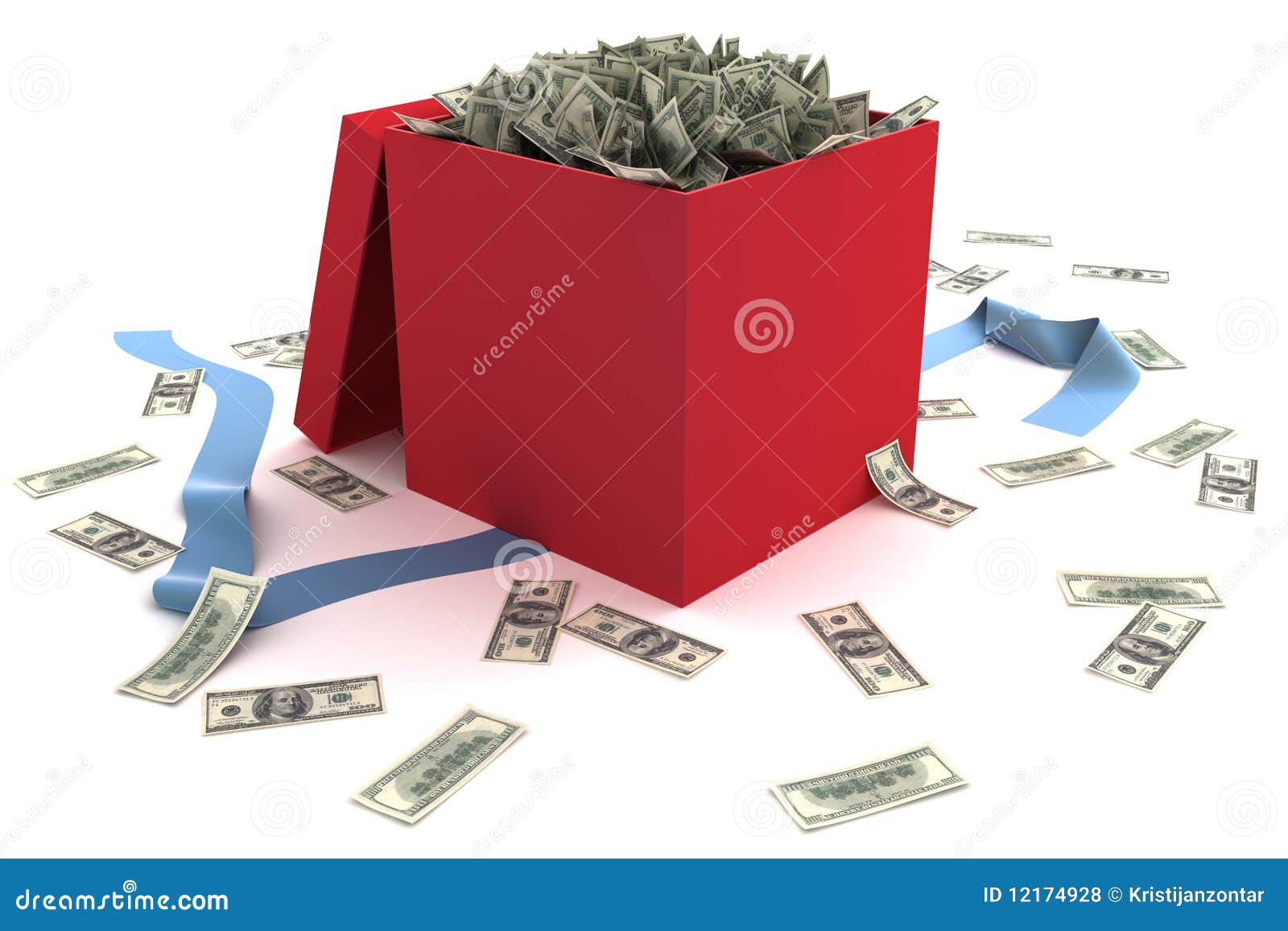 Open Gift Box Full of Money Stock Illustration - Illustration of ...