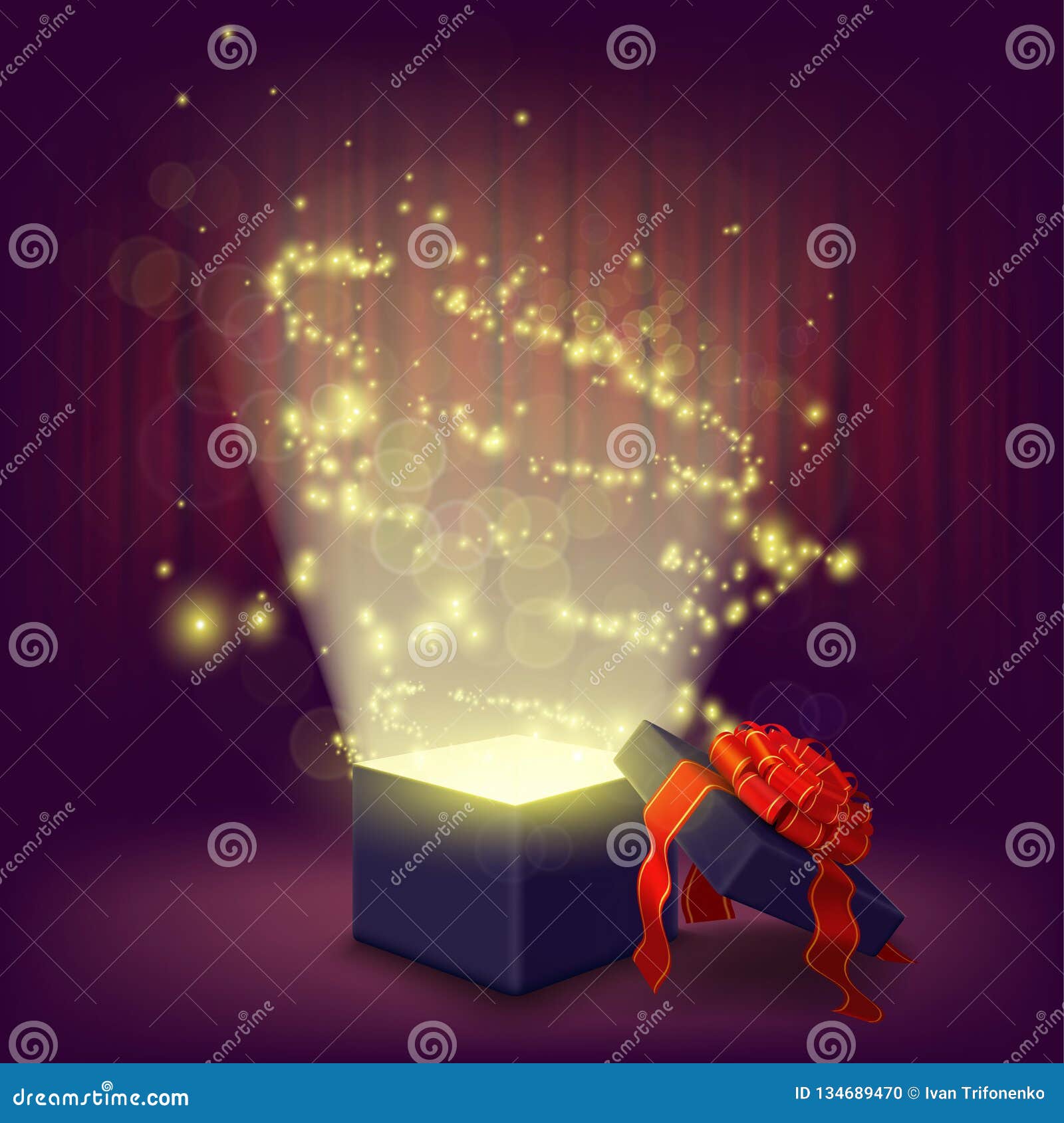 Open Gift Box with Glowing Inside. Vector Illustration Stock Vector ...