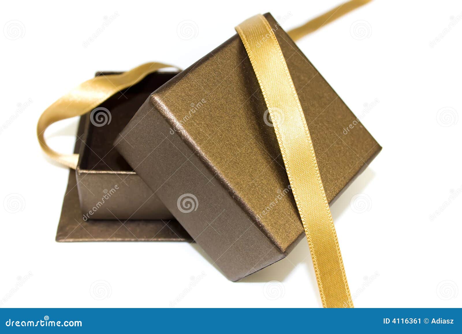 Open Gift Box with Gold Ribbon Stock Image - Image of shining, isolated ...