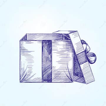 Open Gift Box Hand Drawn Vector Llustration Stock Vector - Illustration ...