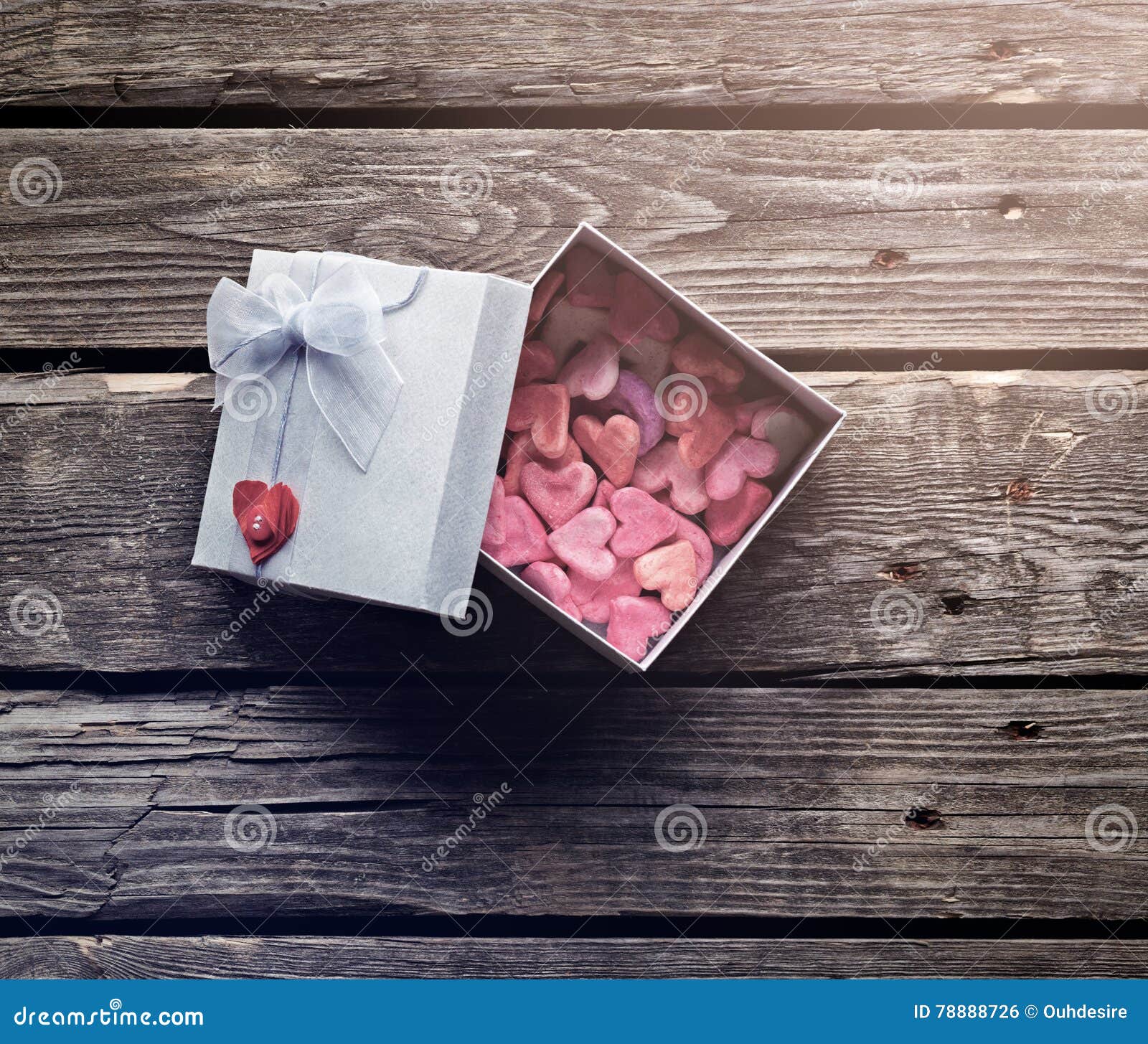 Open gift box with hearts stock photo. Image of background - 78888726